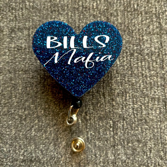 Handmade | Accessories | Bills Mafia Heart Retractable Name Badge Reel ...